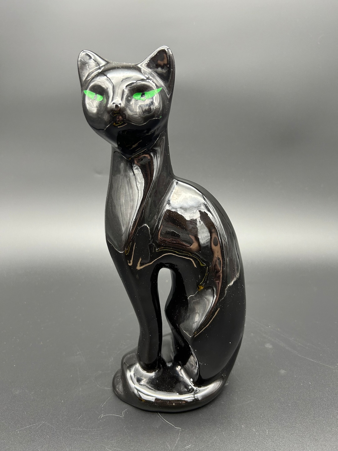 Vintage MCM Ceramic Black Siamese Cat Figurine. 10 3/4 Tall - Etsy