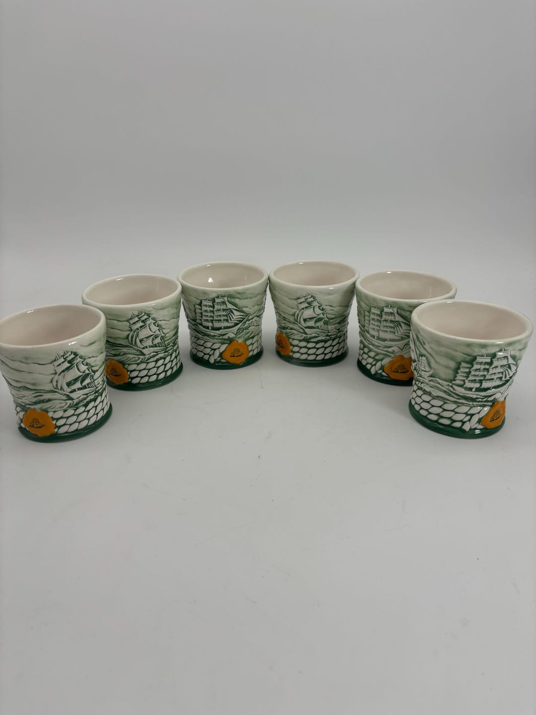 Cutty Sark Cup Mug 1998 Clipper Ships Green White Scotch Whiskey ...