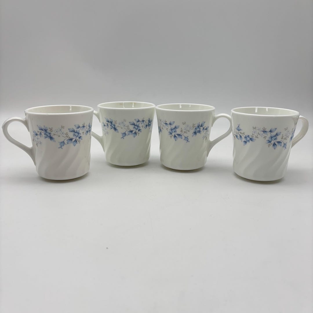 Vintage - Set of 4 Corning - Corelle "blue Fleur" Pattern - Swirl Style ...