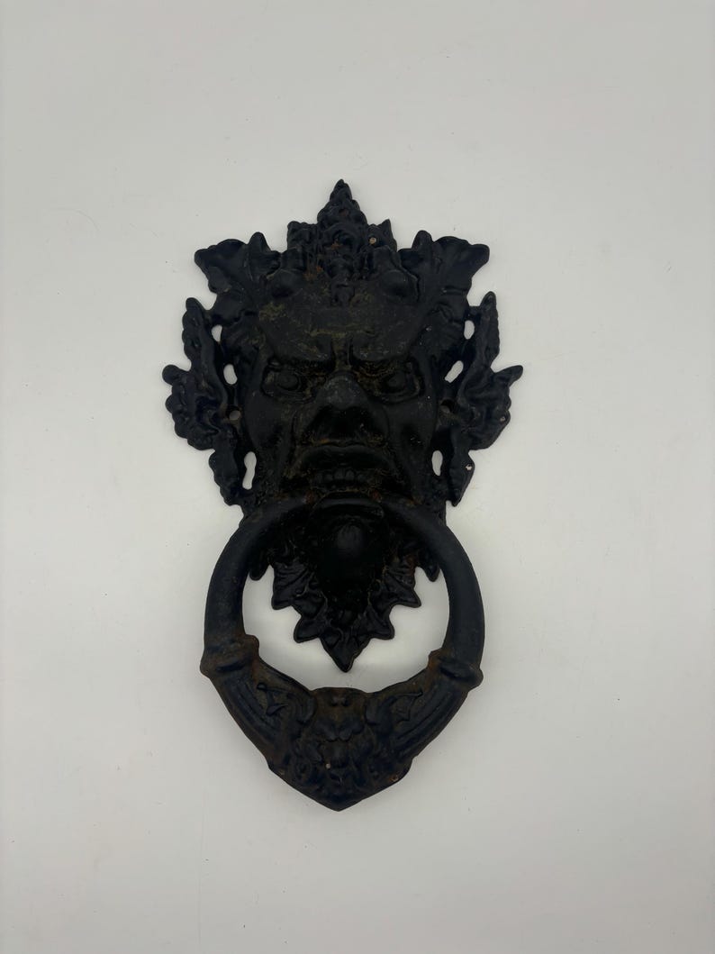 Vintage Large French Renaissance-inspired Demonic Head Heavy Cast Iron ...