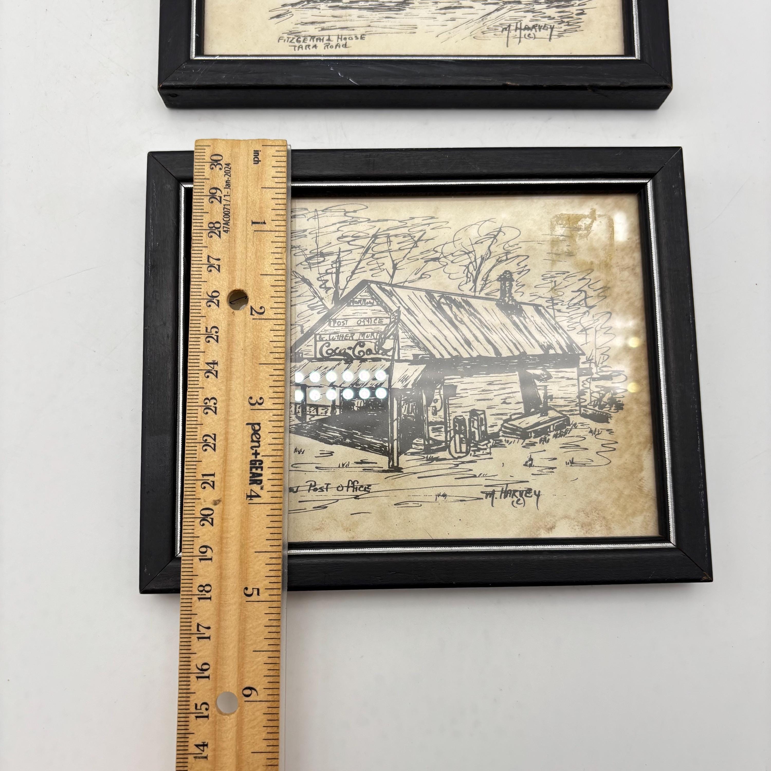 Vintage Framed Pen & Ink Rural Georgia Drawings - Artist Signed - Etsy