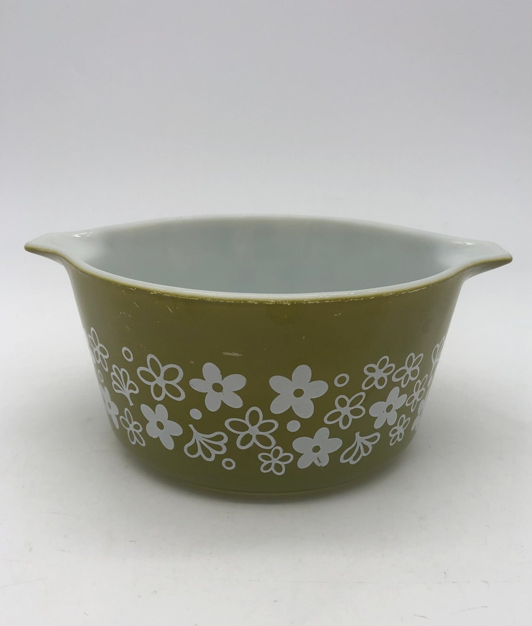 Vintage Pyrex Spring Blossom Green and White Crazy Daisy 1 Qt Bowl - Etsy