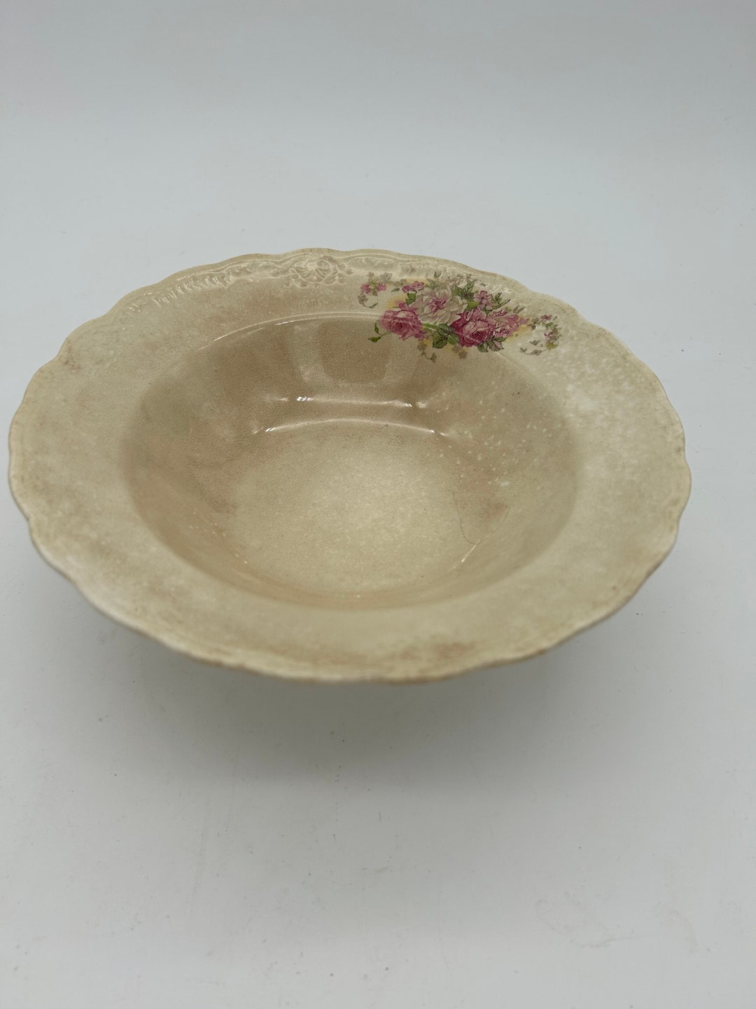 Antique Rose Pattern Plate 9 1/4” Wide. Some Staining and Crazing - Etsy