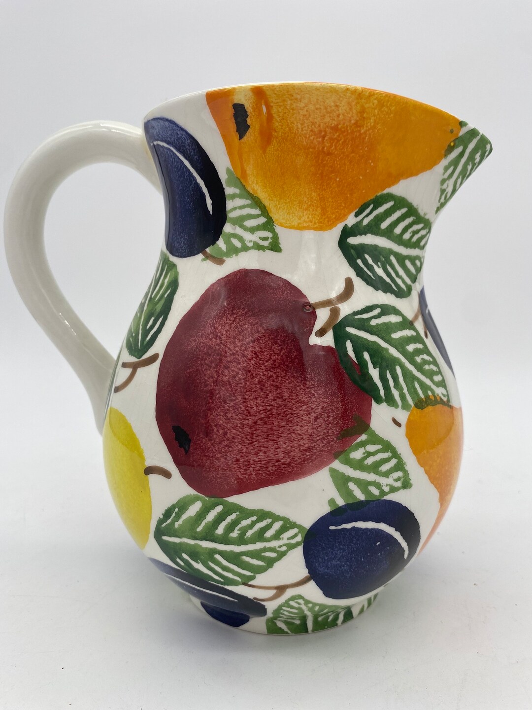 Italian Pitcher Pottery Hand Painted by Ancora Made in Italy Fruit ...