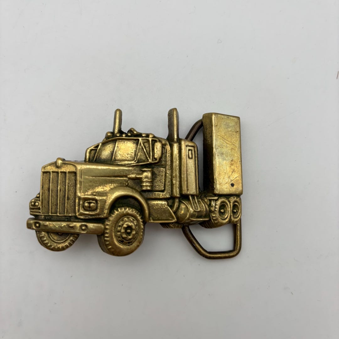 Vintage 1979 Solid Brass Cut Out Semi Truck Baron Belt Buckle - Etsy