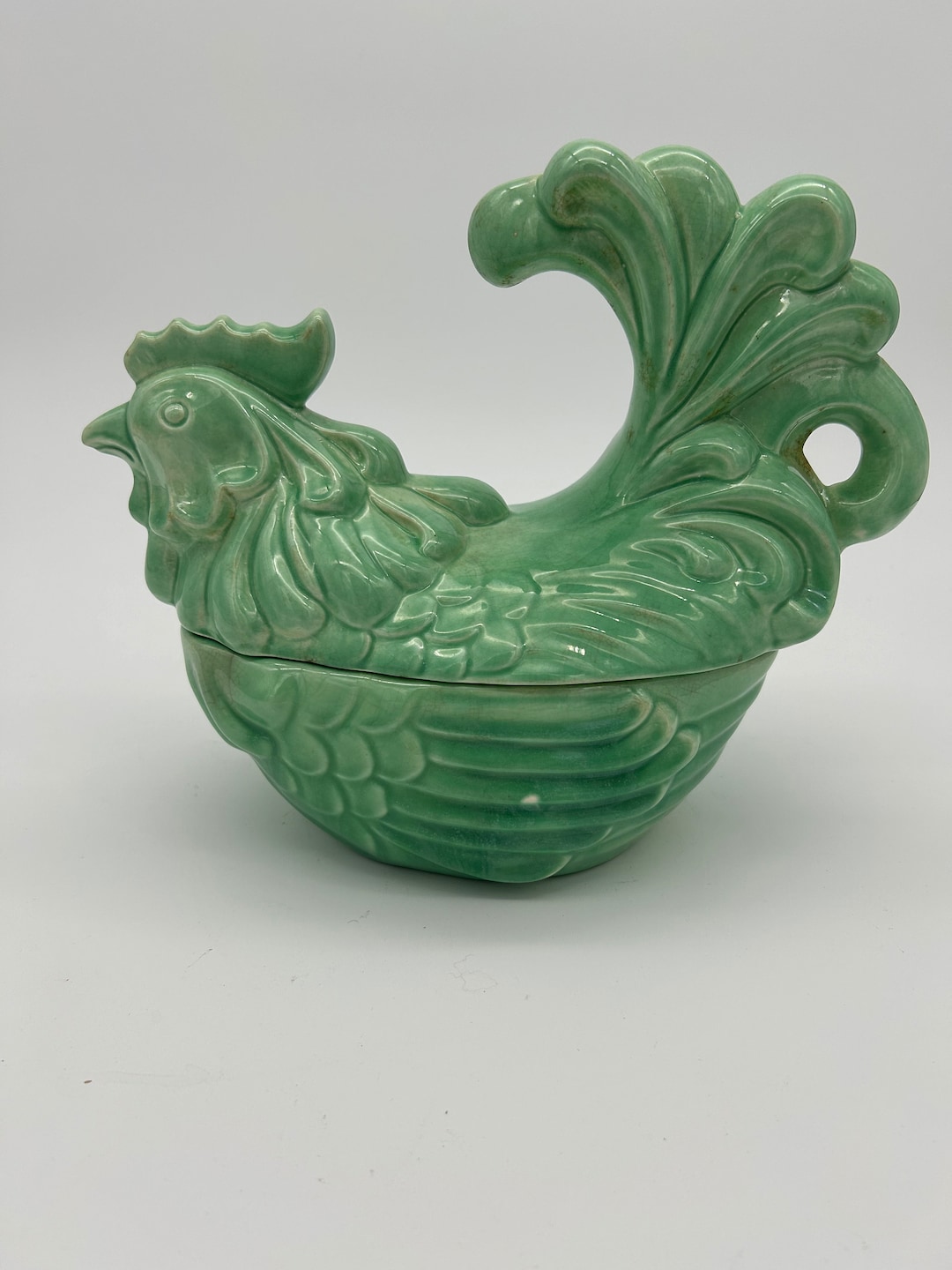 Very Rare 1930s Red Wing USA Pottery Teal Rooster Casserole Dish - Etsy