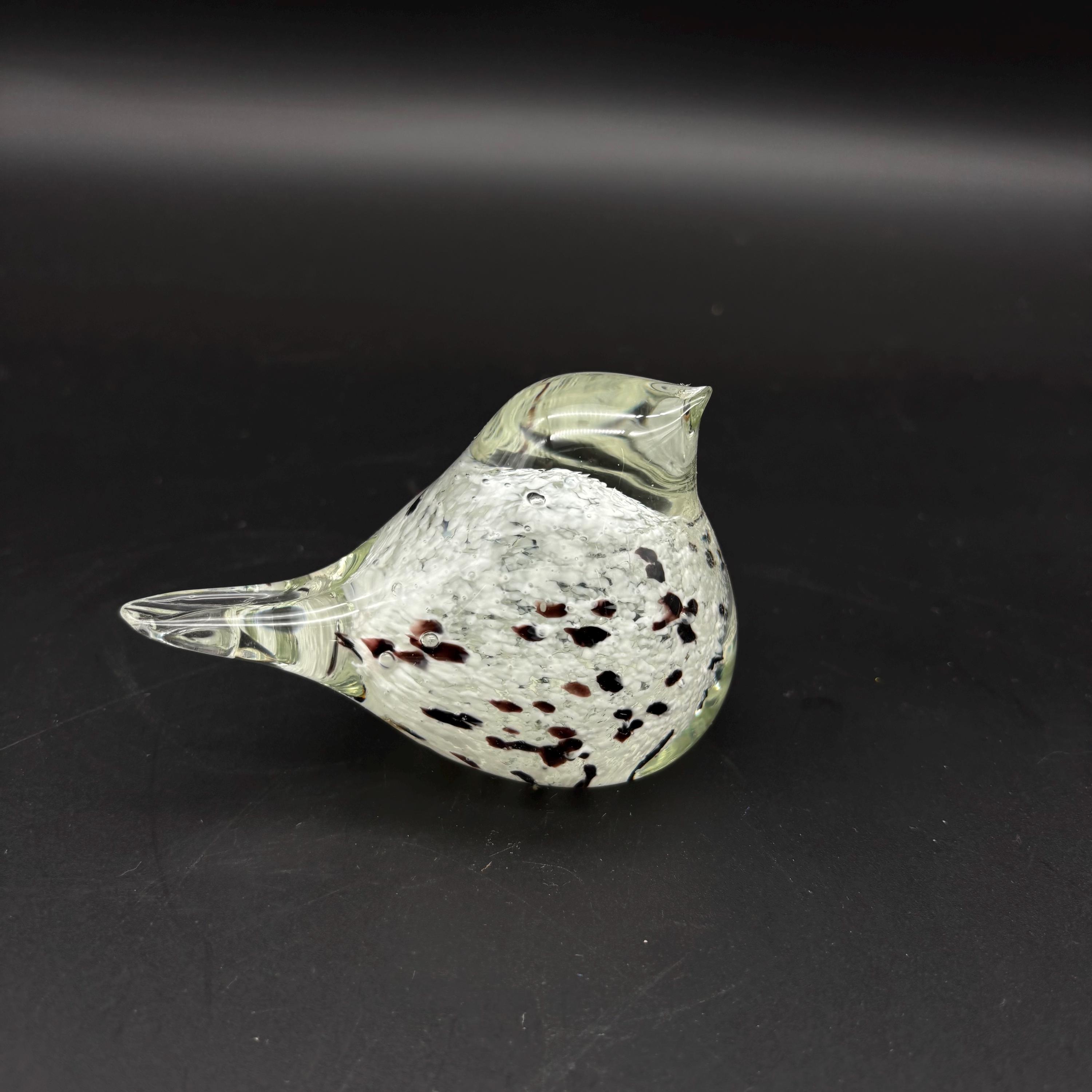 Vintage Blown Art Glass Bird Paperweight. Clear and White With Brown ...