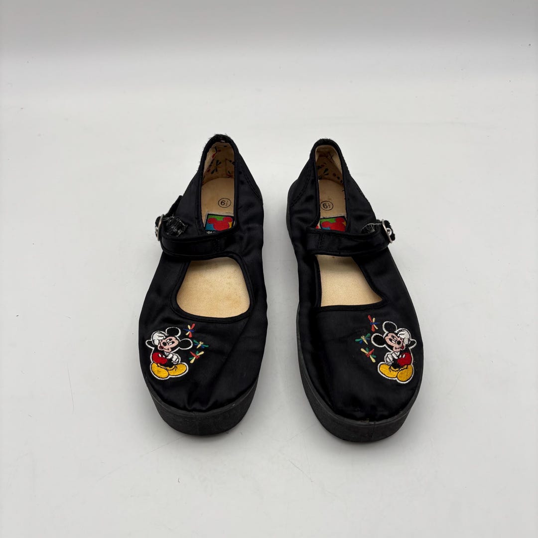 Mickey Unlimited Disney Vintage 90s Mary Jane Shoes Women 6.5 Black Pre ...