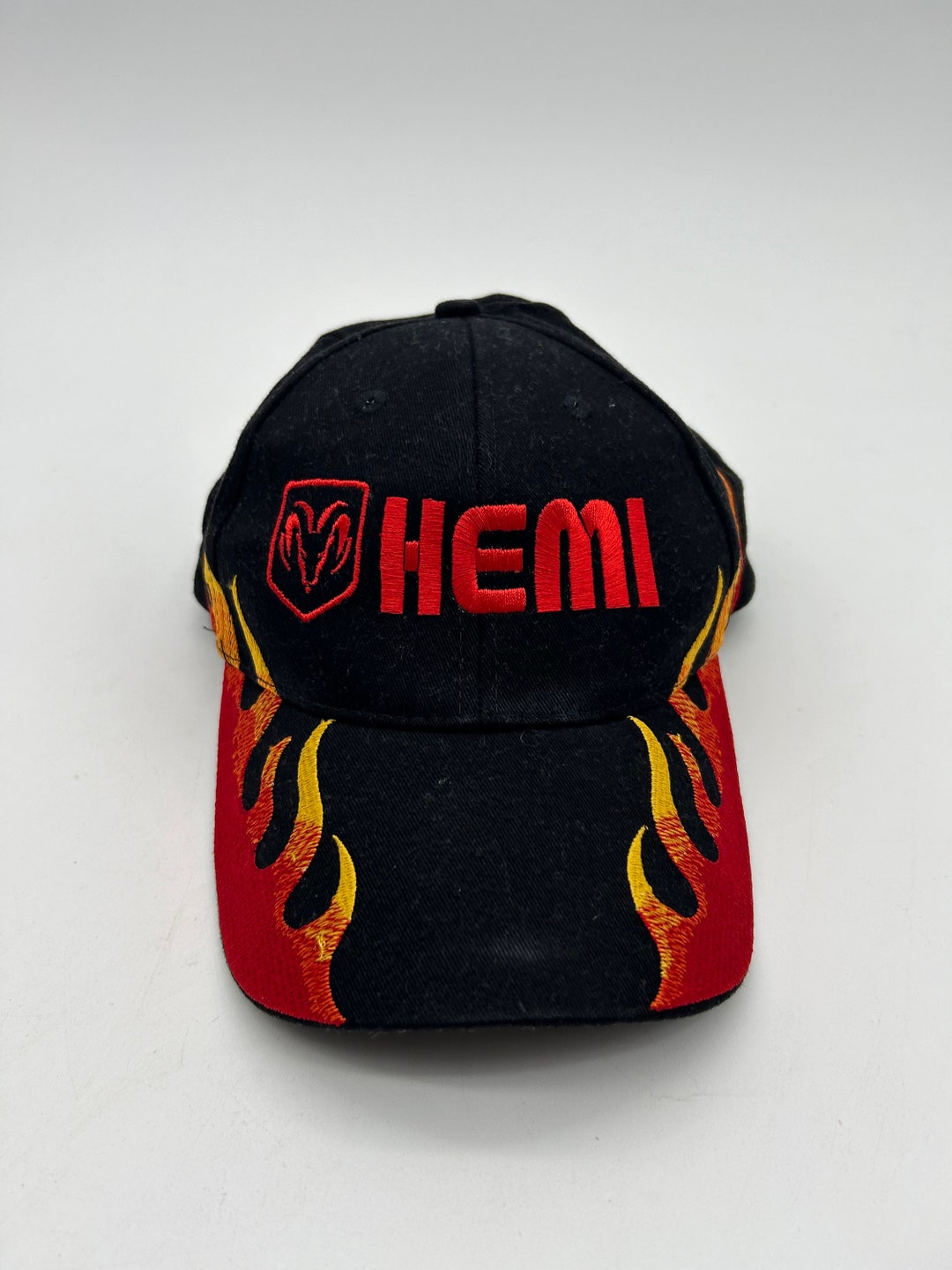 Retro Y2K Early 2000’s Embroidered Flames on Black Cap Dodge Hemi Hat ...