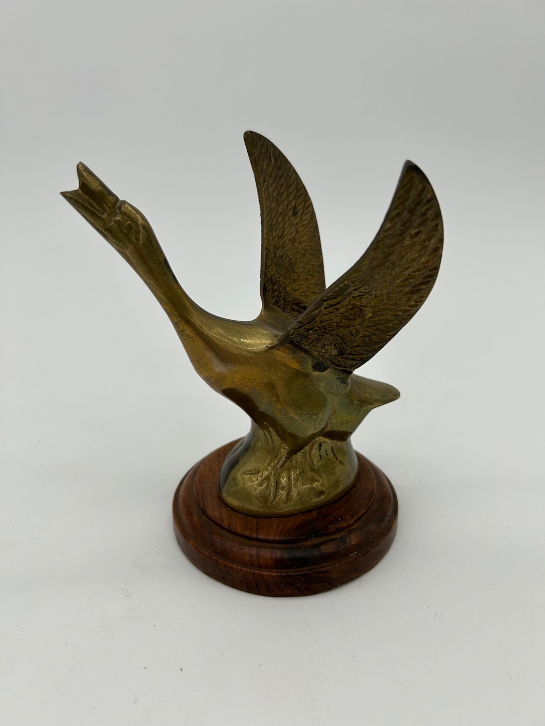 Vintage Solid Brass Duck on Wooden Base. Brass Duck Statue. Solid Brass ...