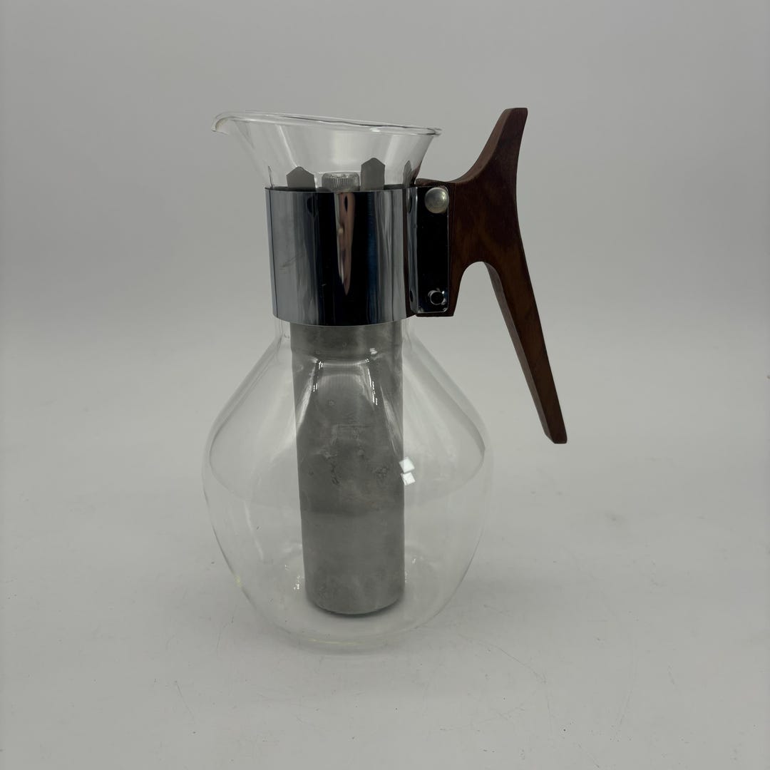 Vintage MCM Space Age Corning Glass Coffee or Tea Carafe With Metal ...