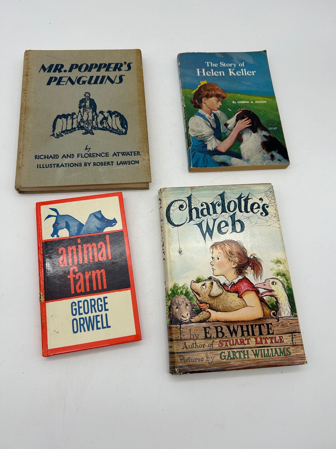 Vintage Collection of 4 Classic School Books. Charlottes Web, Animal ...