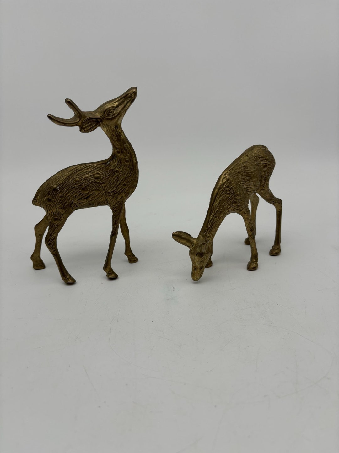 Pair of Vintage Solid Brass Deer Statues. One Buck and One Doe. - Etsy