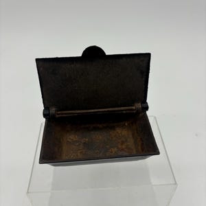 Vintage Black Metal Tin Matchstick Holder. Hanging Fireplace Match ...