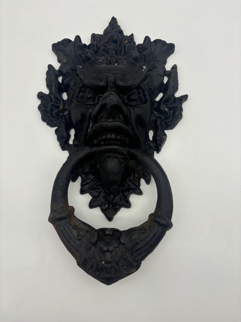 Vintage Large French Renaissance-inspired Demonic Head Heavy Cast Iron ...