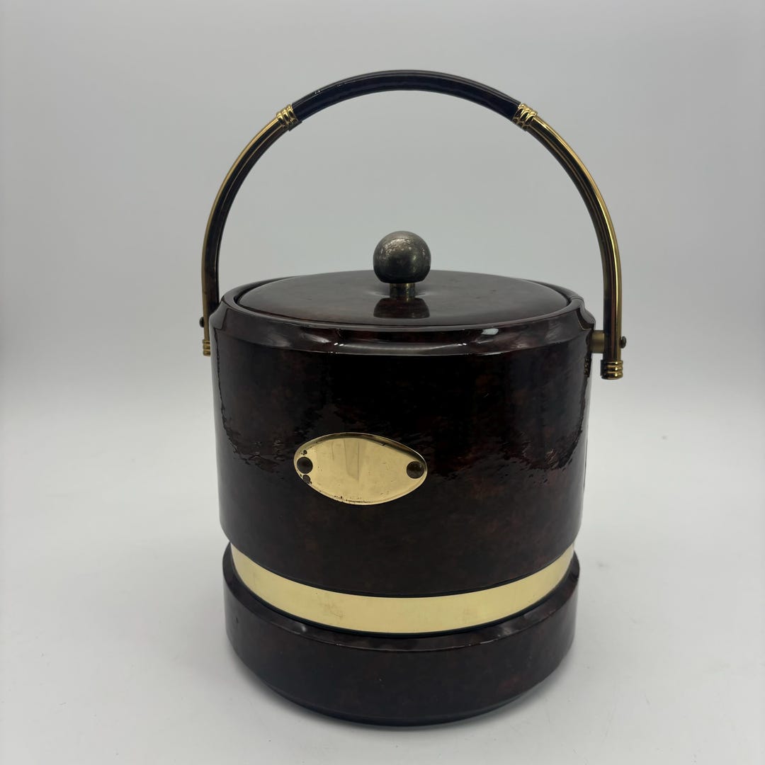 Vintage Mid Century Modern MCM Brown Faux Tortoise Shell Vinyl Ice ...