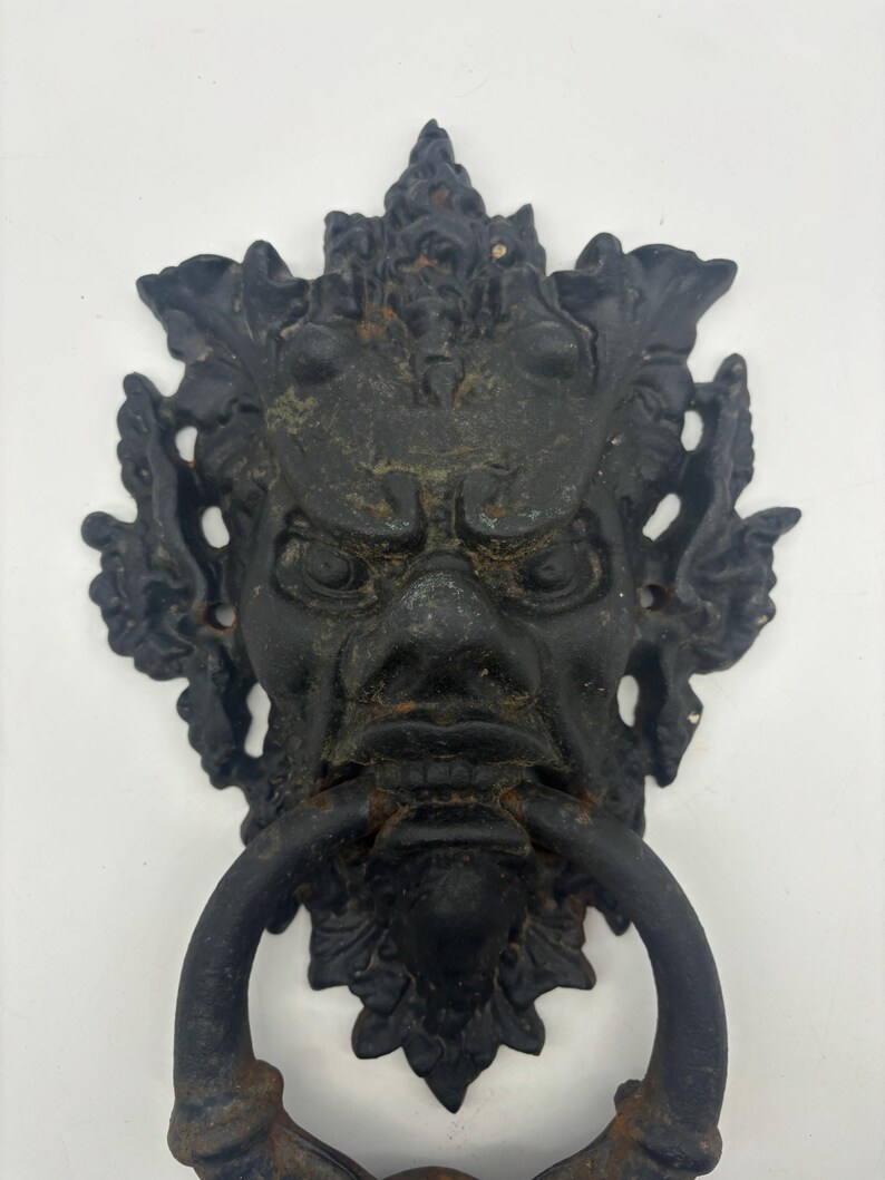 Vintage Large French Renaissance-inspired Demonic Head Heavy Cast Iron ...