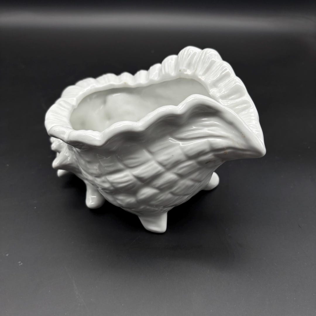 Vintage White Seashell Planter Bowl Conch Shell - Etsy
