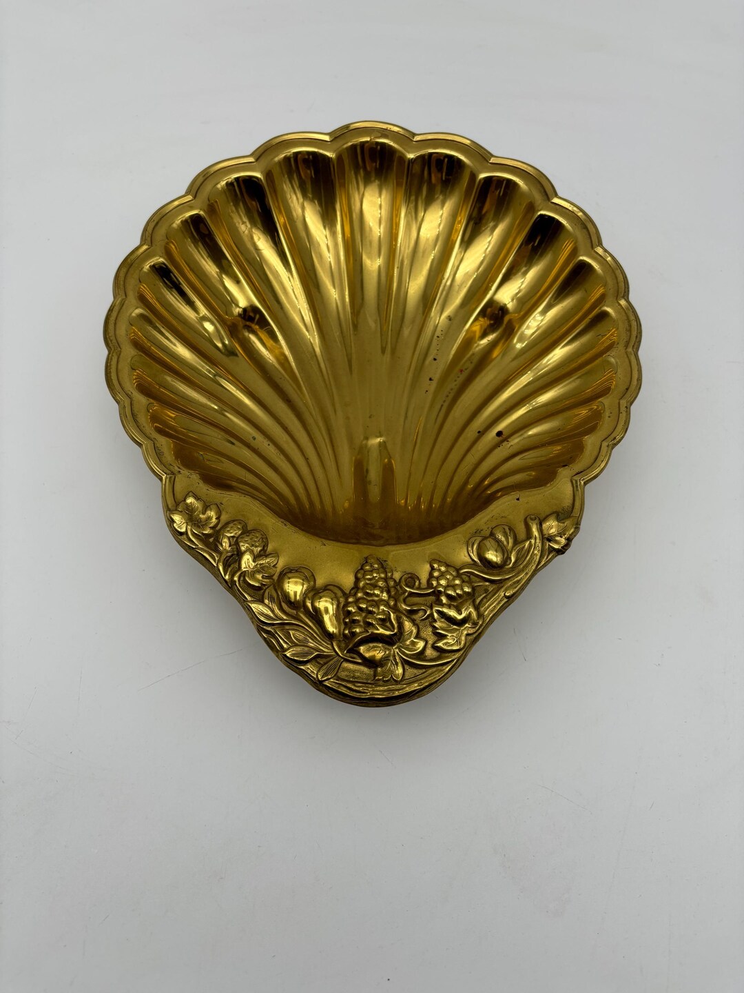 Vintage Large Brass Shell Serving Dish, Hollywood Regency Tray ...