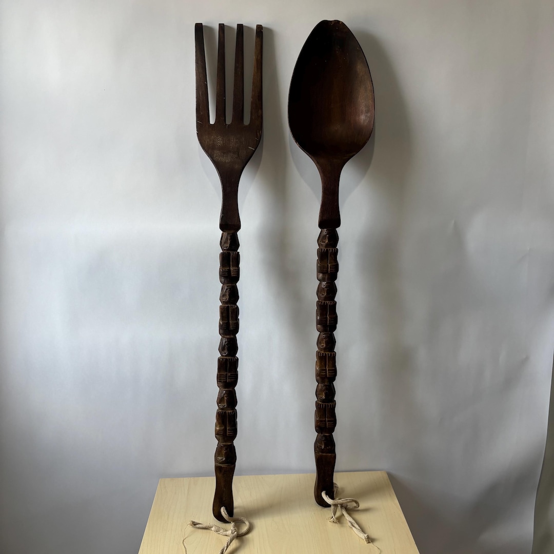 Mid-century Tiki Fork & Spoon Wall Decor: 40" Extra-tall Wooden Set - Etsy