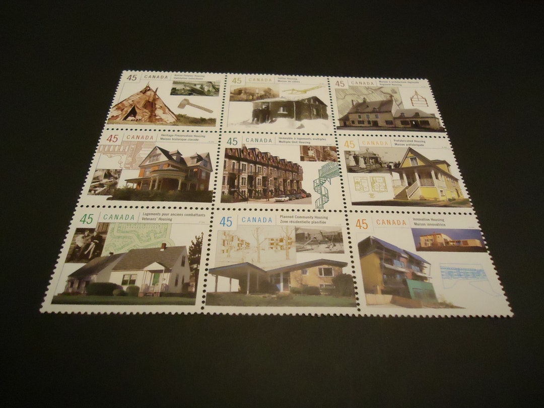 1998 Canadian Postage Stamps -housing in Canada 9X45 Cent Stamps - Etsy ...