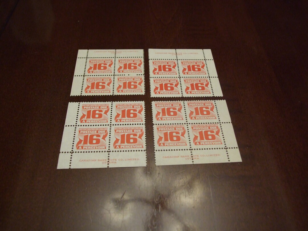Set of 4 Unused Canadian Plate Block Corner Stamps From 1973,74---- 16 ...