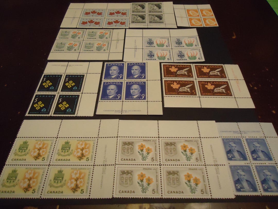 11 Mint Canadian Plate Block Corner Postage Stamps 5-cent 44 Stamps ...