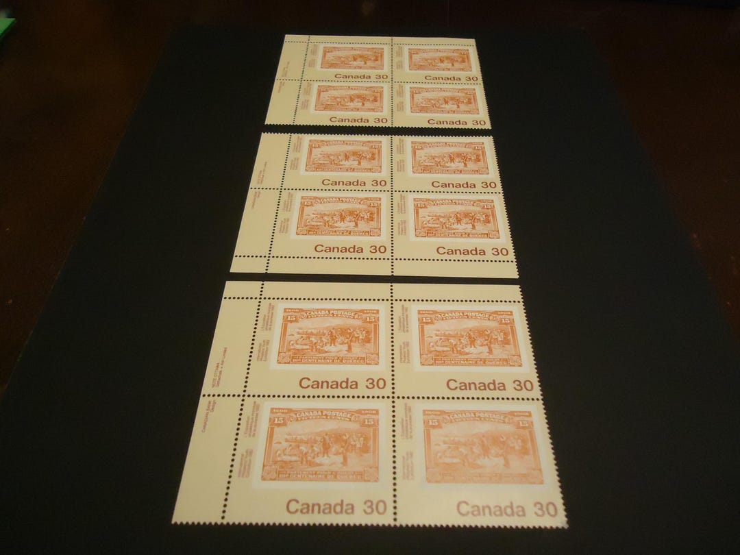3 Mint Plate Block Corners Canadian Postage Stamps 30-cents From 1982 ...