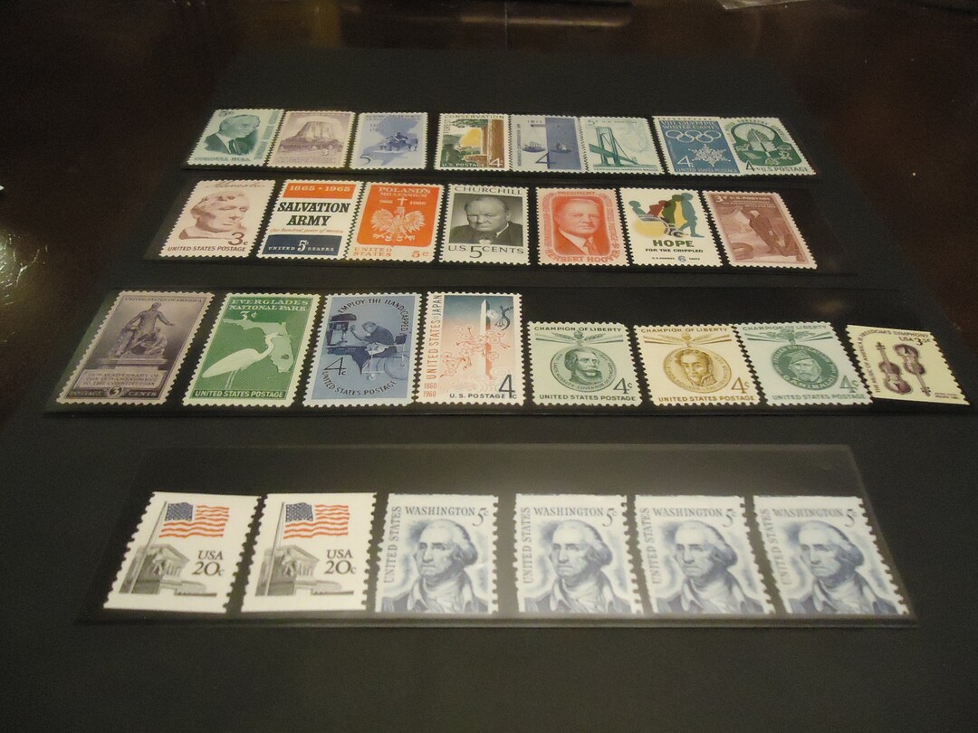 Mint Assortment of 29 Vintage United States Postage Stamps From Mostly ...