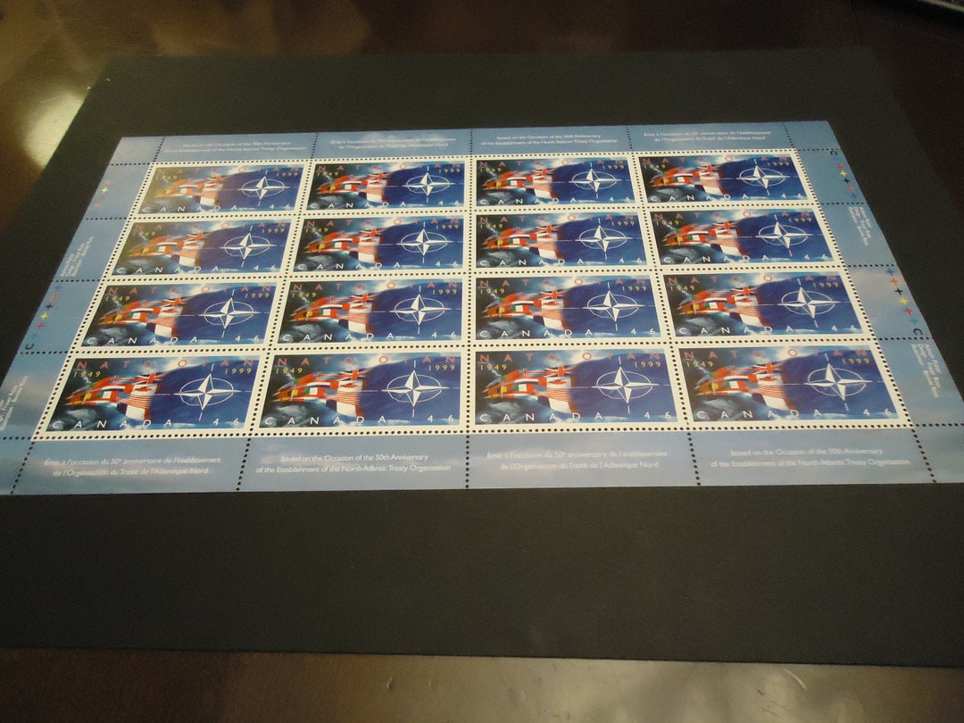 1999 Mint Full Sheet of 16 Unused Canadian Postage Stamps-46 Cent NATO ...