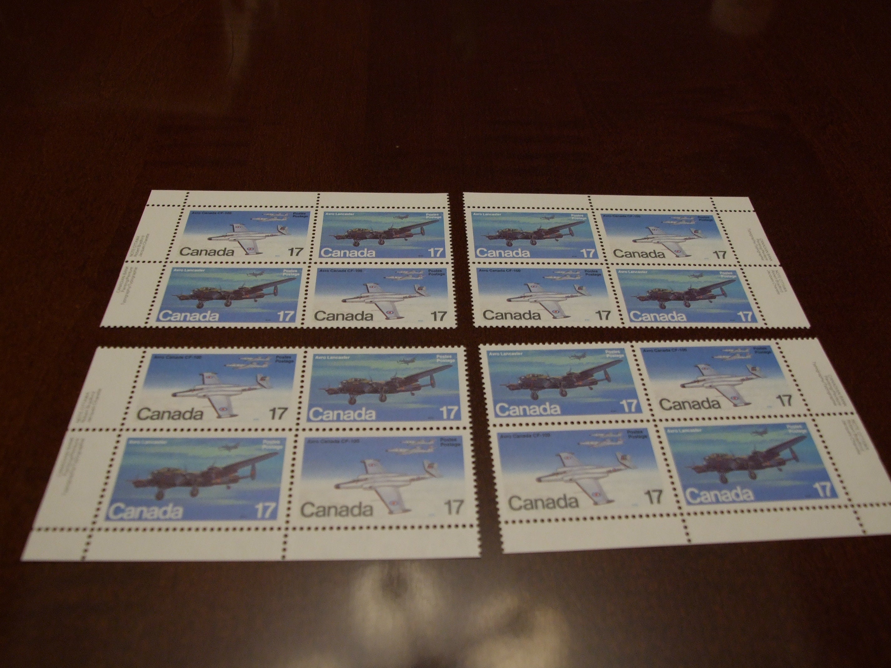 Canadian Postage Stamps Unused 17 Cent Set of a Matching Set of 4 Plate ...