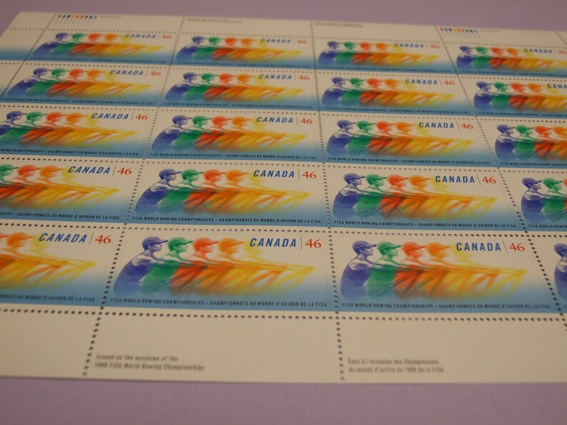 Sheet of 20 Unused Canadian Postage Stamps-46 Cent FISA World Rowing ...