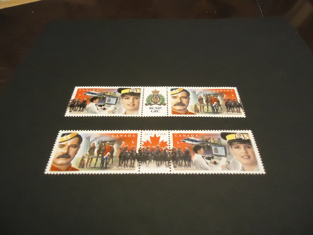 2 MINT Pairs of Canadian Postage Stamps- RCMP 1873-1998 45 Cent Stamps ...
