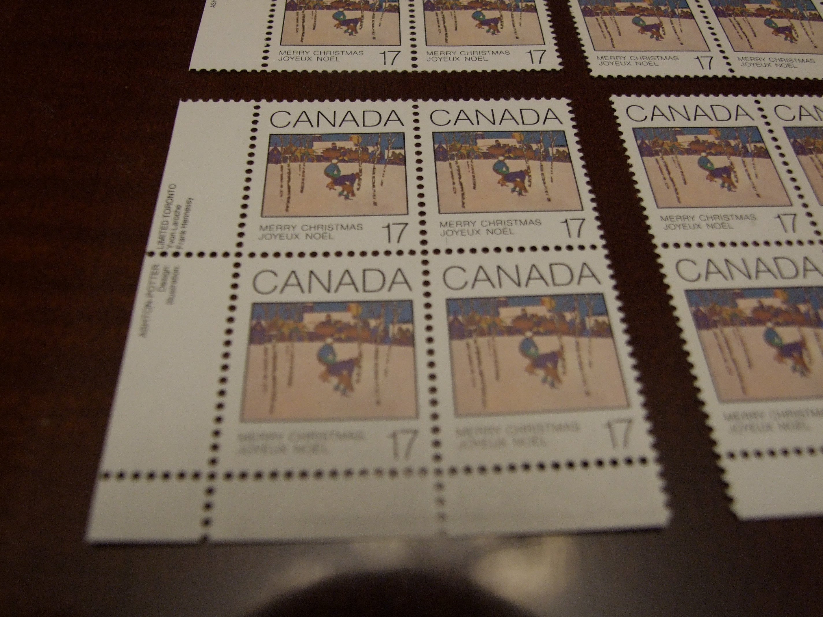 Unsed Canadian 17 Cent Christmas Postage Stamps, a Matching Set of 4 ...