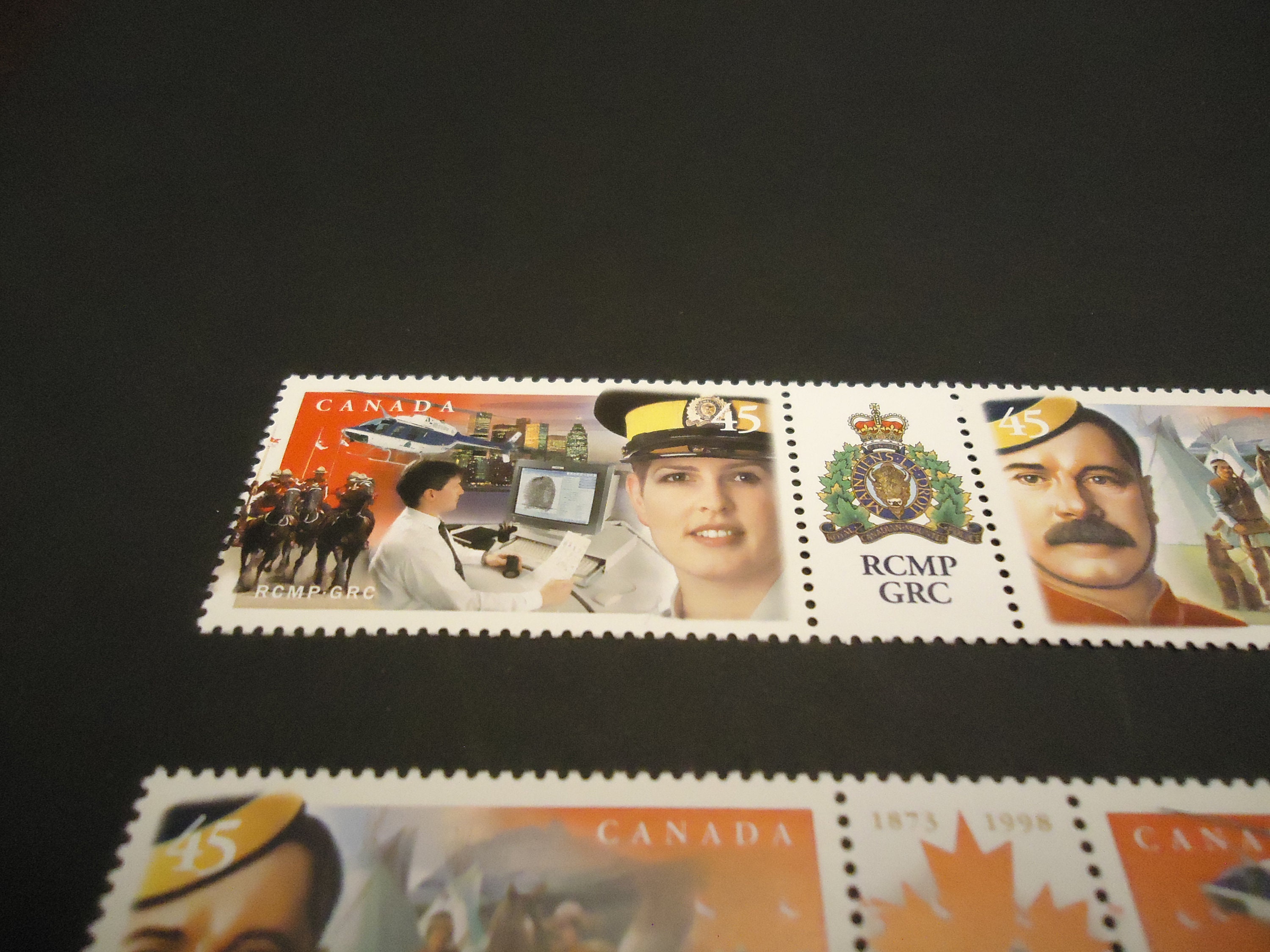 2 MINT Pairs of Canadian Postage Stamps RCMP 1873-1998 45 Cent Stamps ...