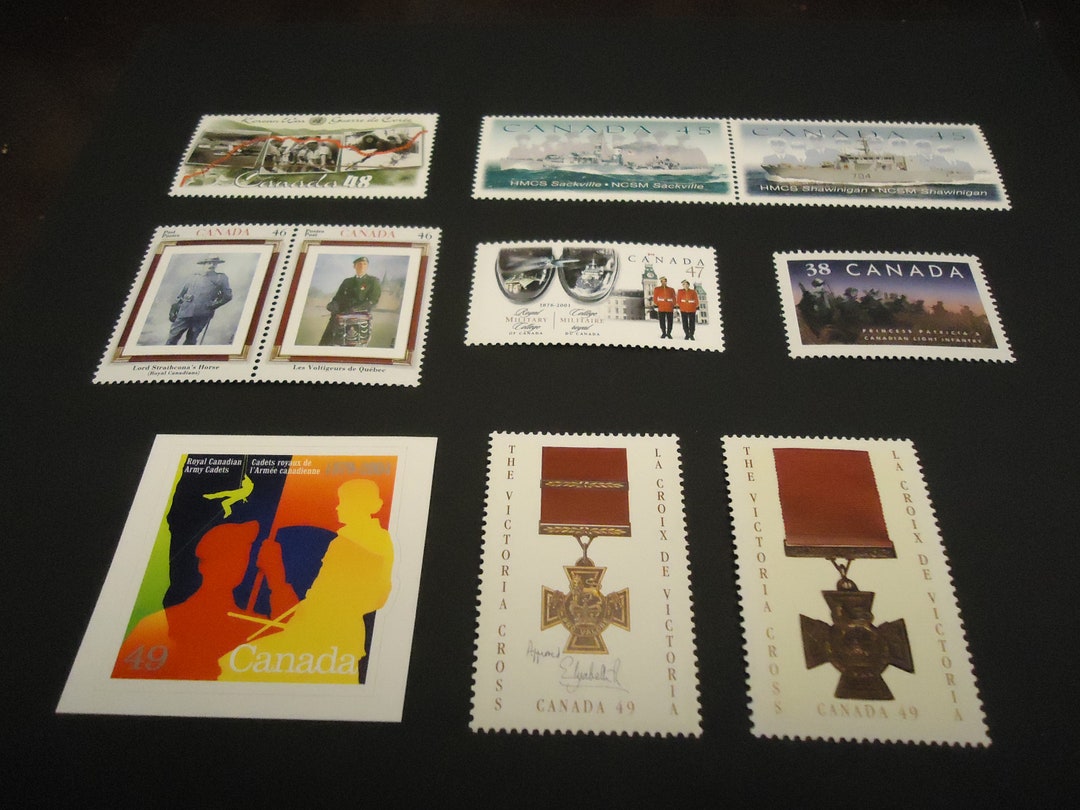 9 Mint Assorted Canadian Postage Stamps -canadian Military, Army Navy ...