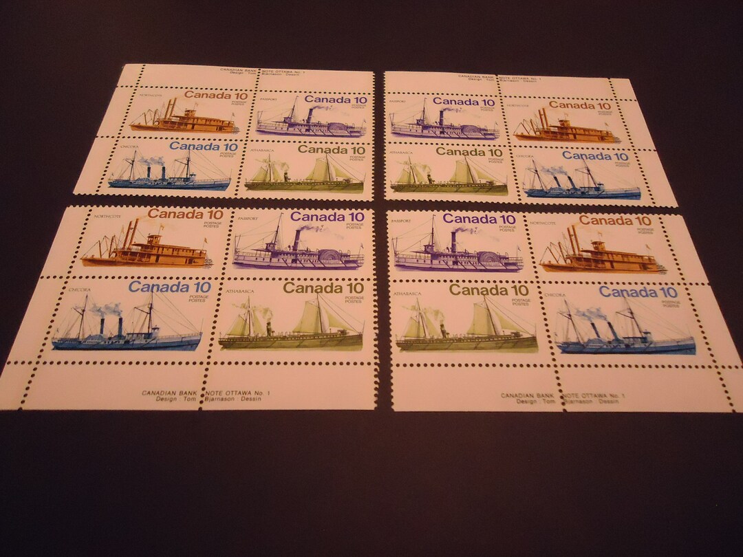 Mint Canadian Postage Stamps 4 Plate Block Corners 10 Cents Inland ...