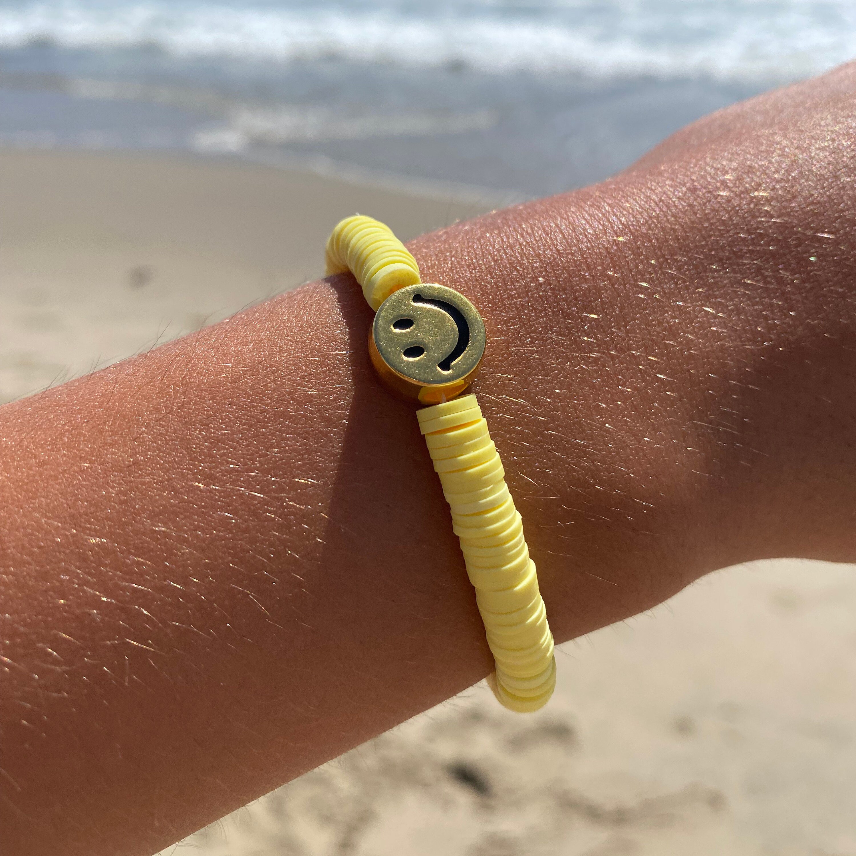 Pulsera de preppy sonriente amarilla pulsera amarilla de - Etsy España