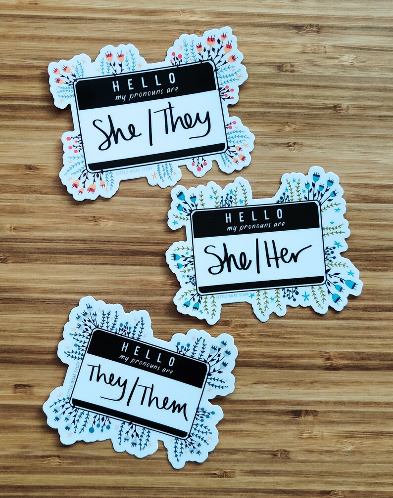 They/them PRONOUNS Vinyl Sticker Nametag - Etsy