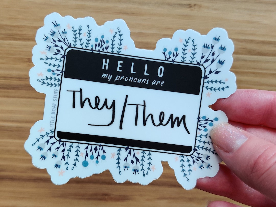 They/them PRONOUNS Vinyl Sticker Nametag - Etsy