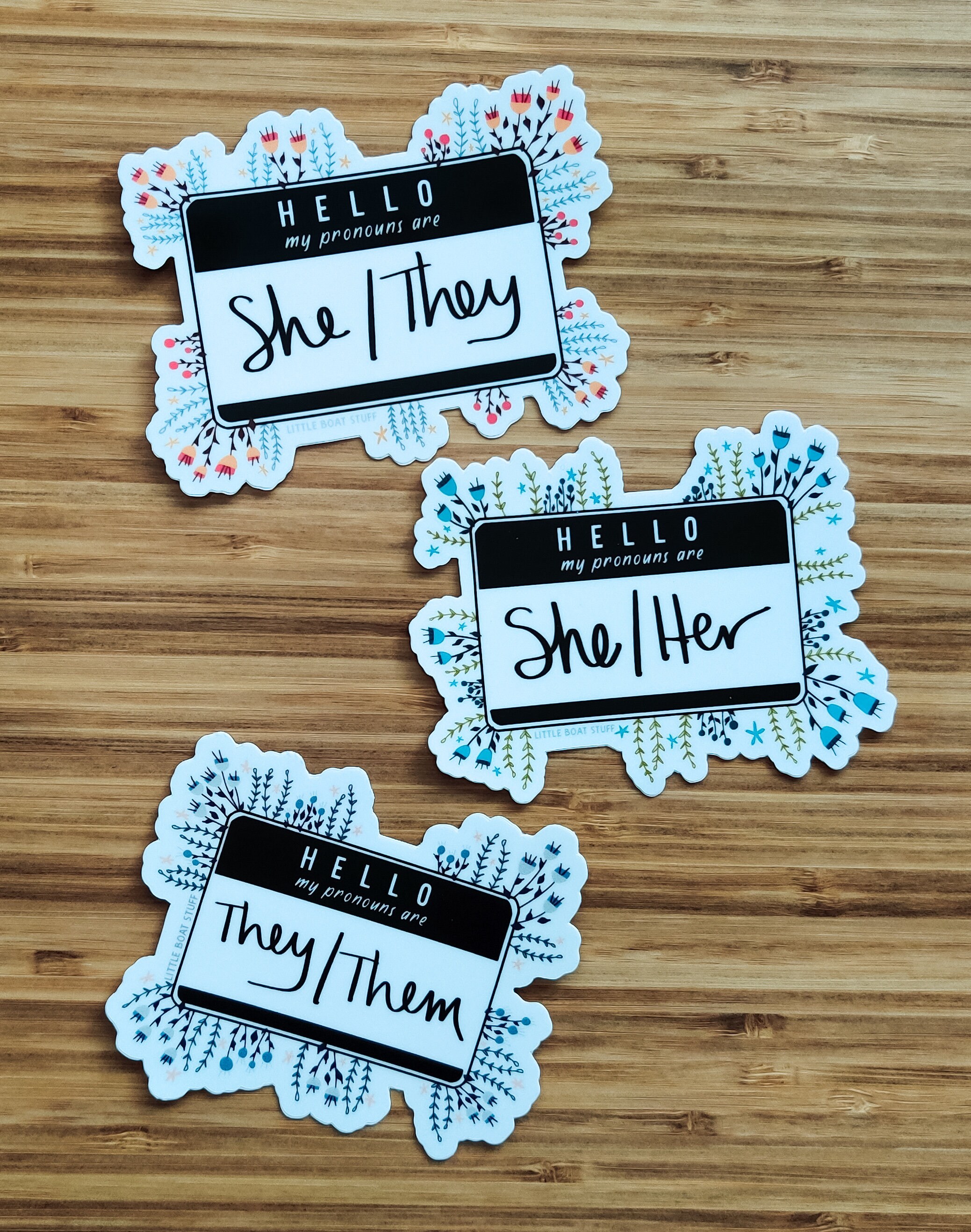 She/they PRONOUNS Vinyl Sticker Nametag - Etsy