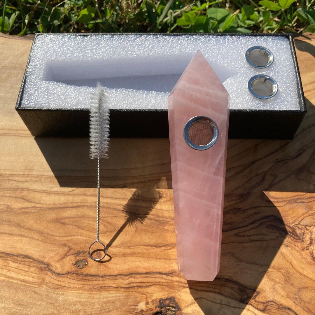 Natural Rose Crystal Smoking Pipe , Quartz Gemstone Pipe , Hand Pipe ...