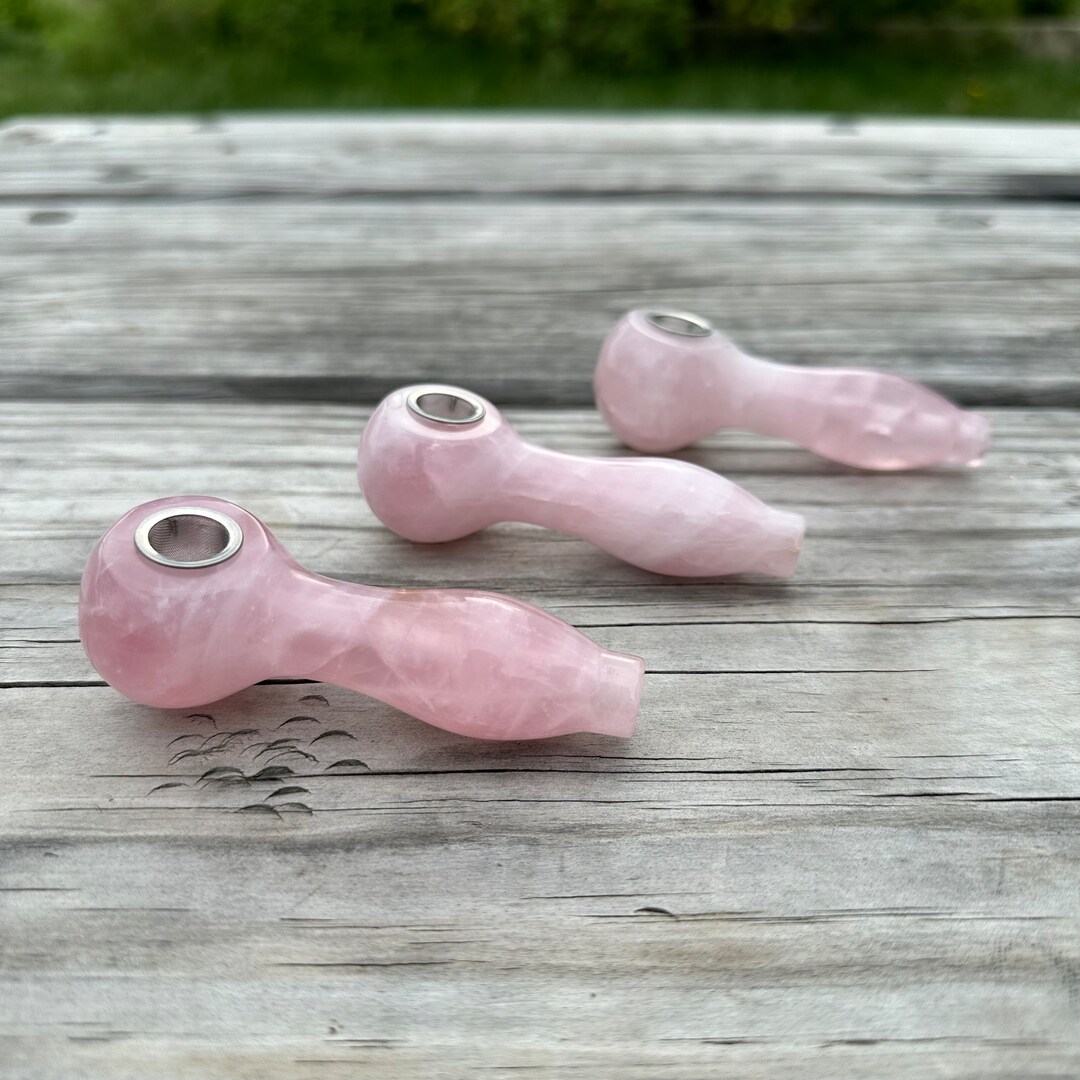 Natural Rose Quartz Crystal Smoking Pipe , Gemstone Pipe , Tobacco Pipe ...