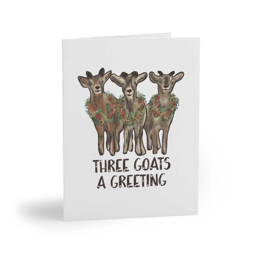 Three Goats A Greeting Cute Goat Christmas Farmhouse Goat Farmer Dwarf ...