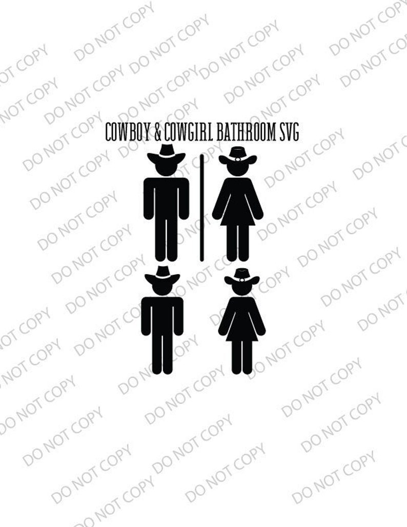 Restroom Sign, Bathroom Sign, Cowboys Only, Cowgirls Only, Silhouette ...