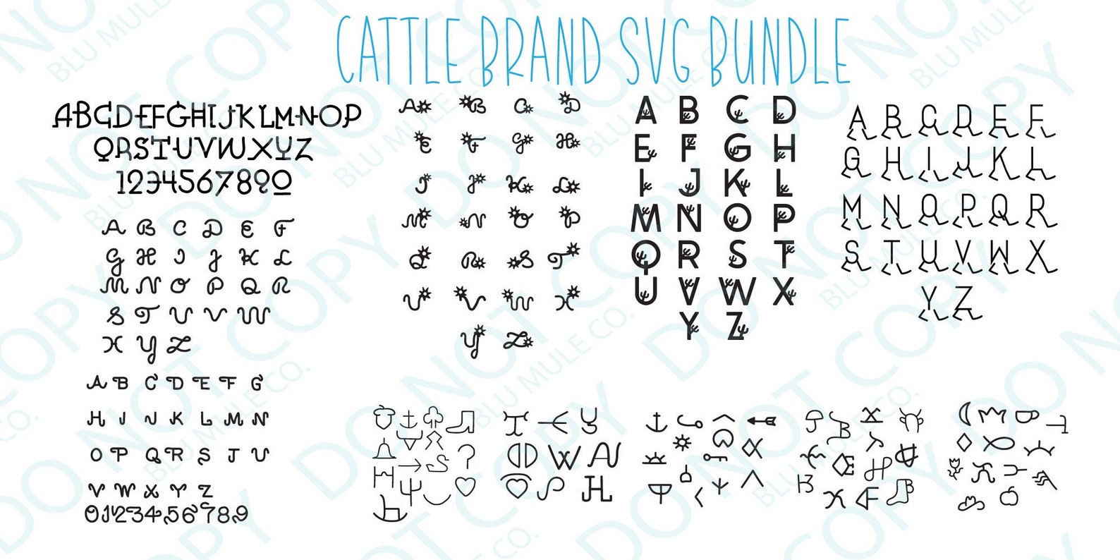 Cattle Brand Alphabet SVG Bundle: Western Font (digital Download) - Etsy