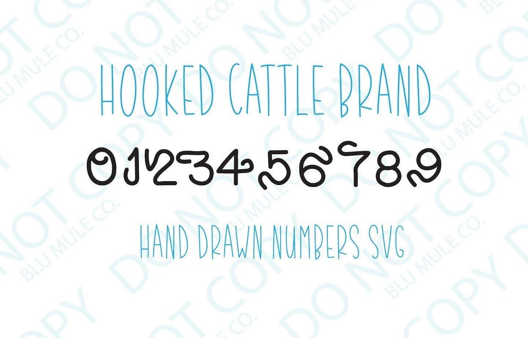 Hand-drawn Hooked Brand Numbers SVG: Western Font (digital Download) - Etsy