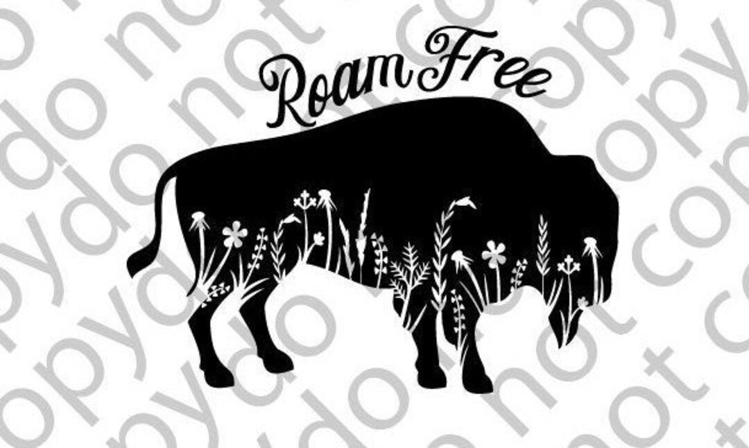 Roam Free Bison Buffalo Flower SVG Digital Instant Download SVG for ...