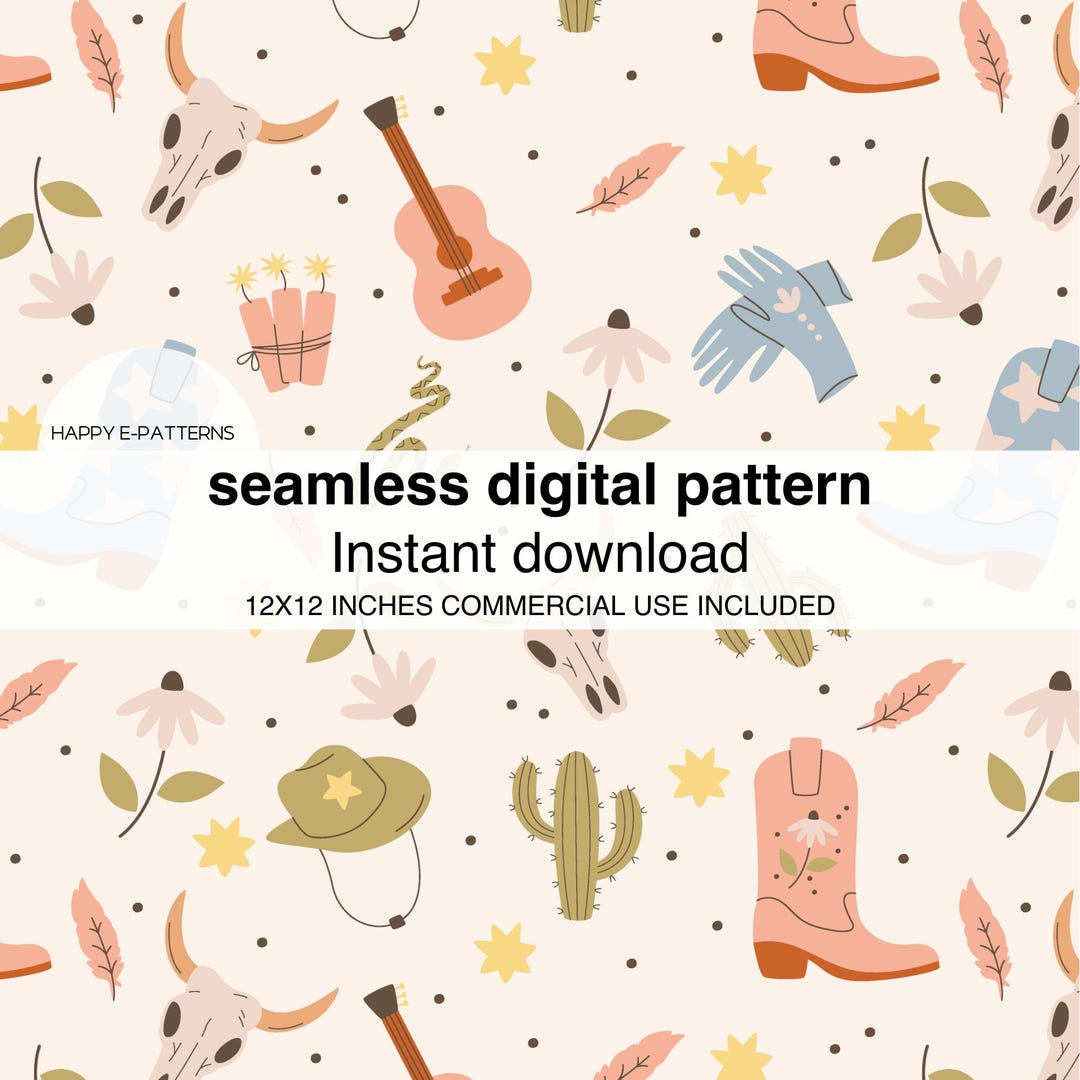 Cowgirl Aesthetic Seamless Pattern, Pink Cowgirl Seamless Digital ...