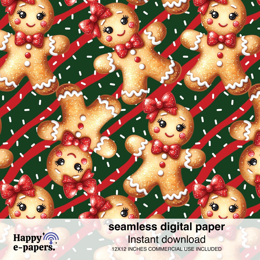 Gingerbread Man Seamless Digital Paper | Instant Download | Christmas ...